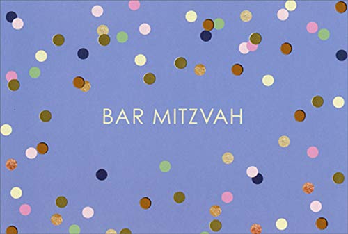 Pictura Circle Confetti On Blue Bar Mitzvah Congratulations Card