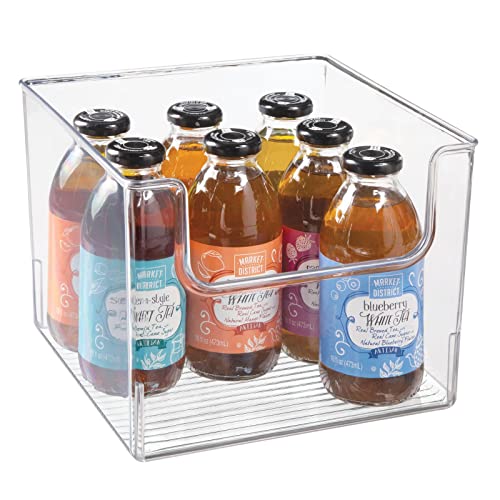 mDesign Plastic Household Storage Organizer Bins with Open Dip Front for Kitchen, Bedroom, Bathroom, Office, Craft or Playroom Organization - Holds Toys, Books - Ligne Collection, Clear