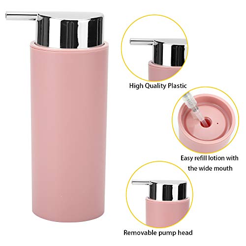 Otostar 6 Piece Bathroom Accessories Set Plastic Bath Accessories Lotion Bottles,Toothbrush Holder, Soap Dish,Toilet Brush with Holder,Trash Can,Tooth Mug Decorative Housewarming Gift (Pink)