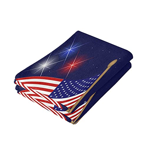 xigua 2PCS Polyester Hand Towels Soft and Absorbent for Hotel Spa Beach Bathroom Fingertip Towel,Flag Day Beautiful Text and Fireworks