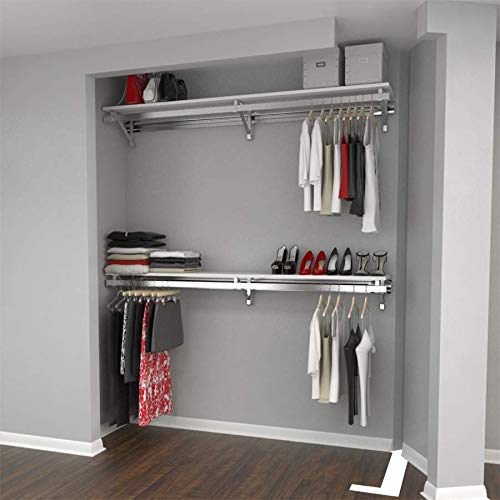 Arrange A Space RCMBX Premium 48" Top and Bottom Shelf/Hang Rod Kits White Closet System