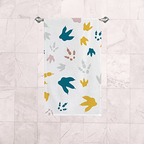 Hand Bath Towels 2 Pack Dinosaur Footprint Absorbent Face Fingertip Towels for Bathroom Kitchen Gym Spa Soft Hair Drying Cloth Quick Dry, 30 x 15 Inch