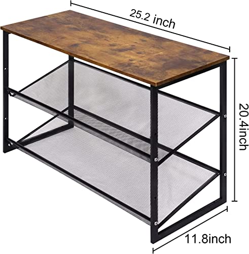 Garden 4 you 3-Tier Tilting Adjustable Freestanding 2PC Shoe Rack 6-Pairs 25.2 In Length For Durability And Stability For Entryways, Hallways, Closets, Dormitory Rooms, And Industries,Brown