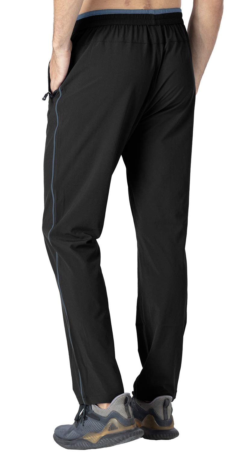Rdruko Men's Sweat Pants Lightweight Workout Gym Jogging Track Athletic Pants Zipper Pockets Black Gray X-Large