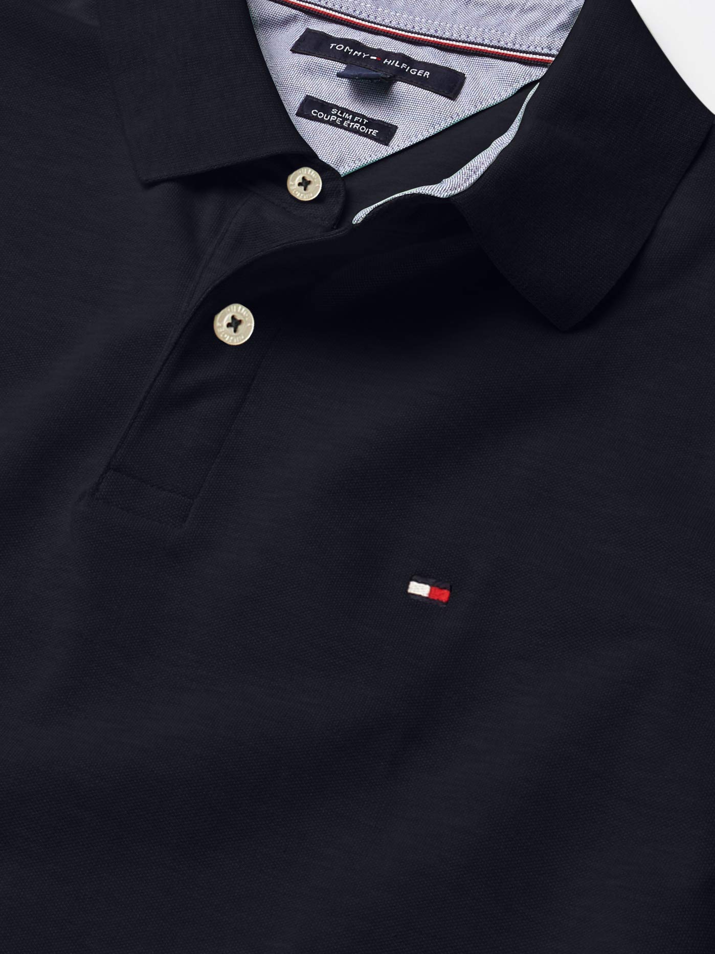Tommy Hilfiger Mens Men's Short Sleeve Stretch in Slim Fit Polo Shirt, Navy Blazer-pt, Small US