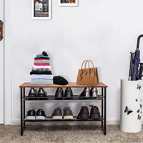 Garden 4 you 3-Tier Tilting Adjustable Freestanding 2PC Shoe Rack 6-Pairs 25.2 In Length For Durability And Stability For Entryways, Hallways, Closets, Dormitory Rooms, And Industries,Brown