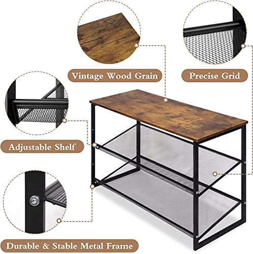 Garden 4 you 3-Tier Tilting Adjustable Freestanding 2PC Shoe Rack 6-Pairs 25.2 In Length For Durability And Stability For Entryways, Hallways, Closets, Dormitory Rooms, And Industries,Brown