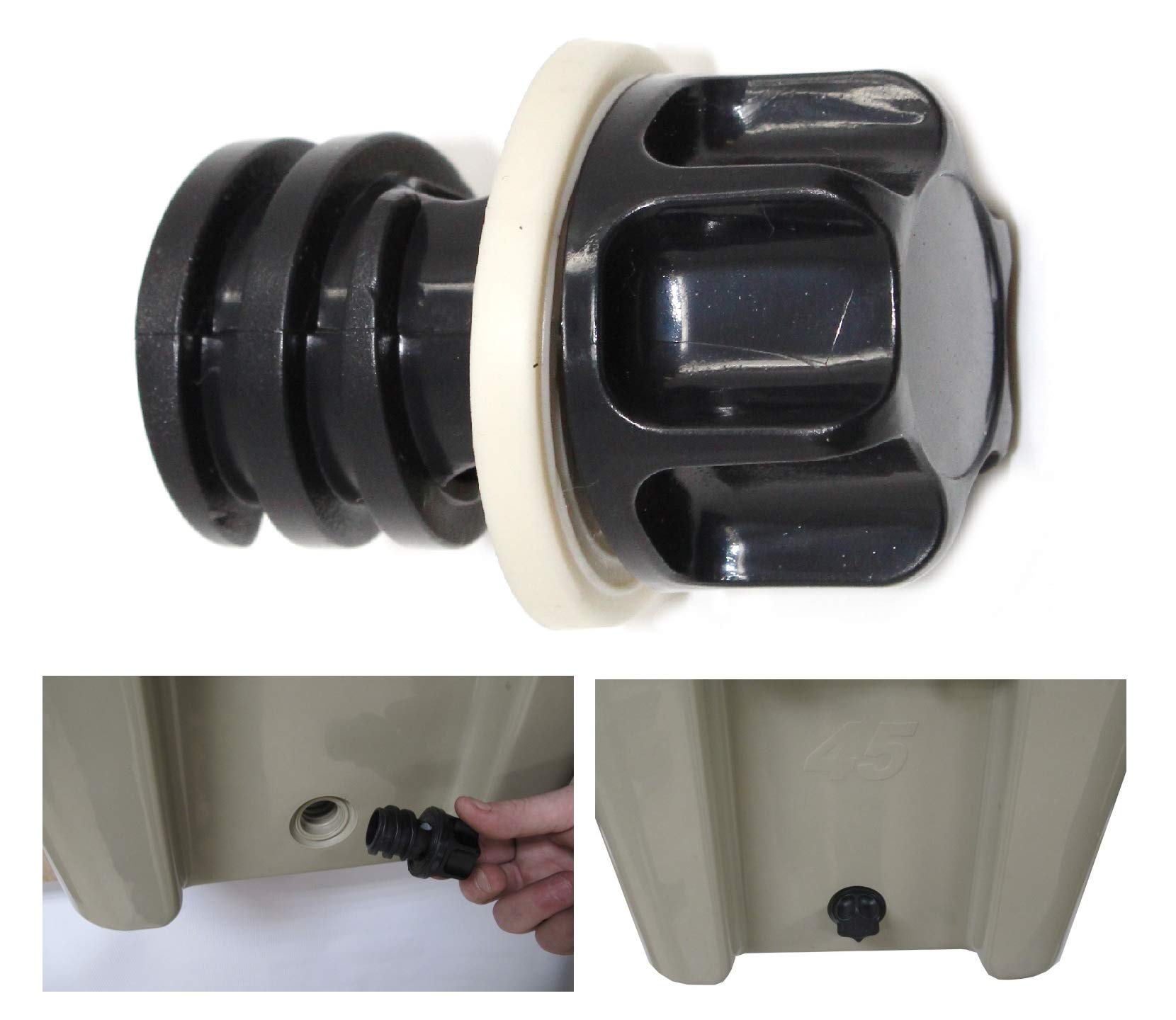 Cooler Drain Plug & Gasket Assembly Compatible with Yeti, RTIC, ORCA, OVO, Bird Dog Coolers 70QT 110QT (1 Drain Plug)