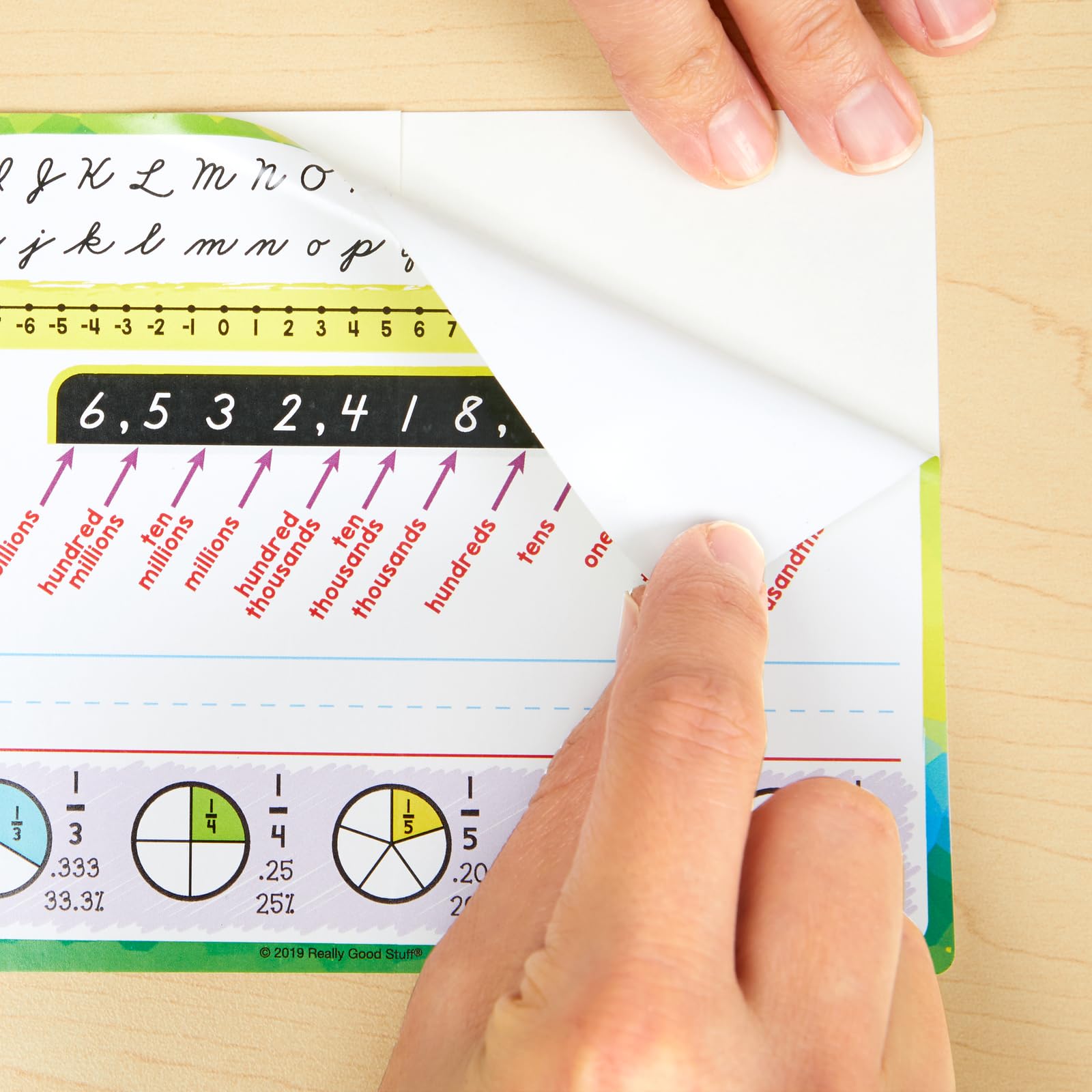 Really Good Stuff 24PK Intermediate Self-Adhesive Vinyl On-The-Go Reference Nameplate with Cursive & Math Skills-Traditional Manuscript Name Tags