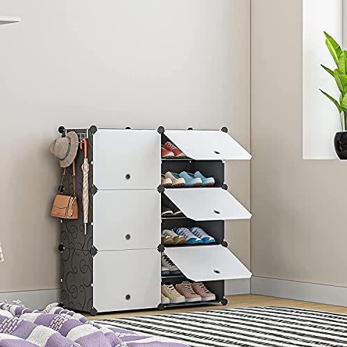 Aeitc Shoe Rack Organizer Shoe Organizer Shoe Storage Cabinet Narrow Standing Stackable Space Saver Shoe Rack (24 pairs, White)