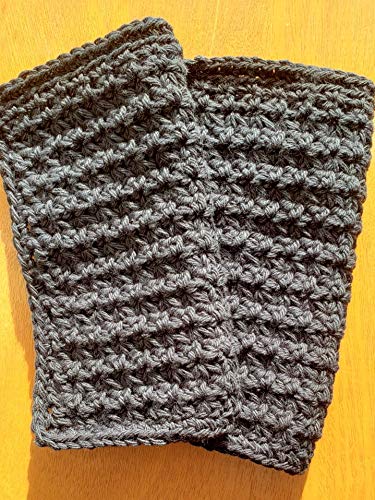 Handmade crochet washcloths, dishcloths * thick and dense *100% cotton set of 2, size 7.5 inches (Black)