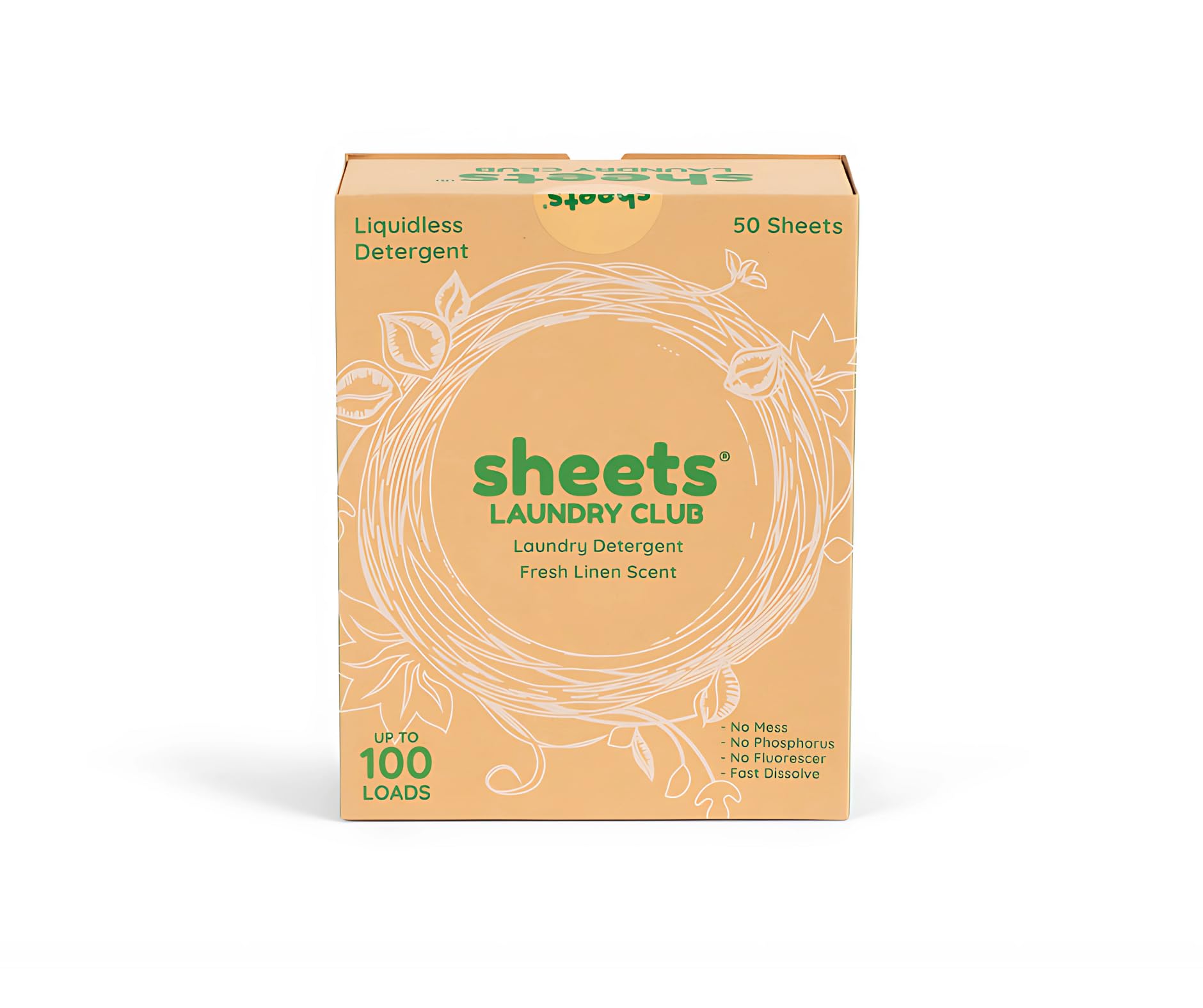 Sheets Laundry Club Laundry Detergent Sheets, 50 Pack (Up to 100 Loads) - Fresh Linen - New Liquidless Technology, Travel Essential Cleaning Supplies