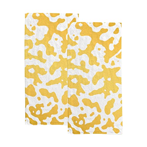 Hand Bath Towels 2 Pack Golden Fluid Pattern Absorbent Face Fingertip Towels for Bathroom Kitchen Gym Spa Soft Hair Drying Cloth Quick Dry, 30 x 15 Inch