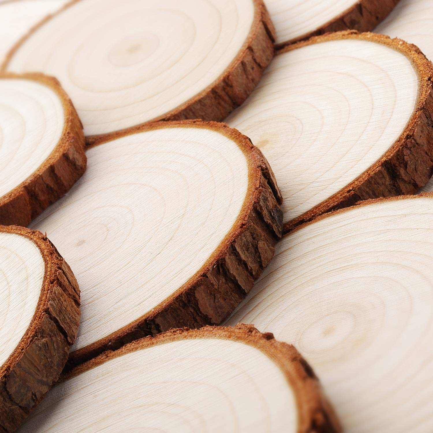 Fuyit Unfinished Wood Slices with No Hole, 30 Pcs 2.8-3.1 Inches Natural Wooden Circles with Bark for DIY Crafts, Christmas Ornament, Decoration
