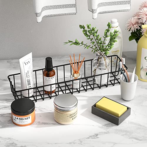 CALM COZY Bathroom Organizer, 4-Tier Shower Caddy Basket, Wall Mount Shower Organizer Metal Shelves Organization, Rustproof Bathroom Shelves Storage with 6 Hooks for Hanging Sponge, Black