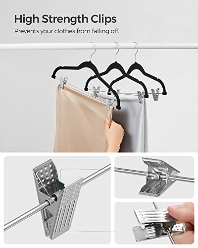 SONGMICS Set of 50 Coat Hangers and 30 Pants Hangers Bundle, Non-Slip Adjustable Metal Clips, Quality Plastic Hangers, Space-Saving, Durable, Pants, Light and Dark Gray, Black UCRP41G-50 and UCRF12B30