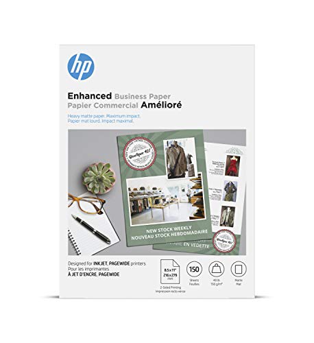 HP Enhanced Business Paper, Matte, 8.5x11 in, 40 lb, 150 sheets, works with inkjet and PageWide printers (9ZE20A)