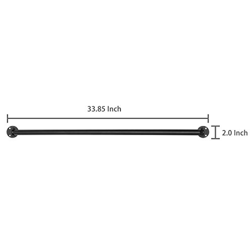 MyGift 33 Inch Matte Black Metal Corner Hanging Garment Rack, Heavy Duty Clothing Bar, Set of 3