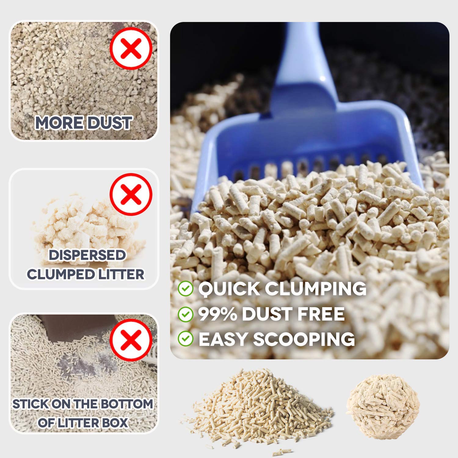 Tofu Cat Litter Natural Cat Litter Clumping Cat Litter Flushable Kitty Litter Cat Litter Unscented Ultra Odor Control Cat Litter Low Tracking Biodegradable Pellets Multi-Cat