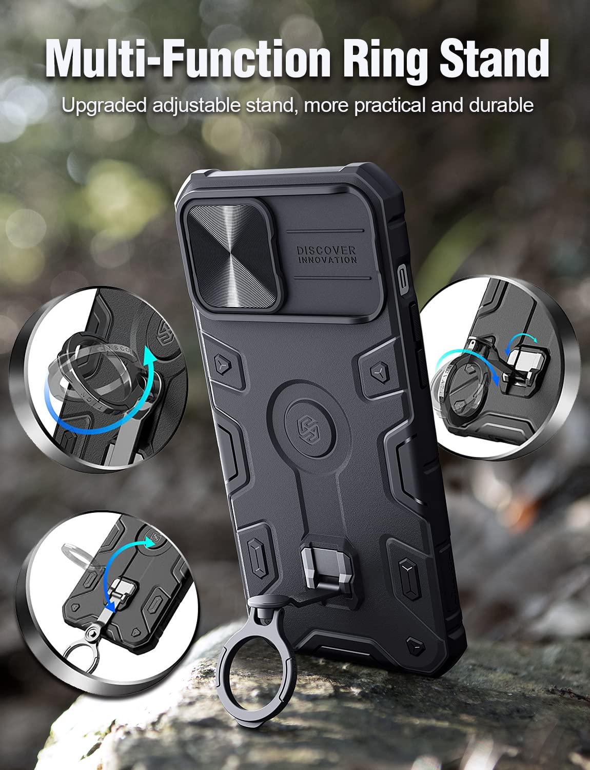 Nillkin [2022 Upgraded] iPhone 13 Pro Max Case [Compatible with MagSafe] [Slide Camera Cover] [Multifunctional Kickstand] Heavy Duty Protection Armor Case for iPhone 13 Pro Max 6.7'' Green