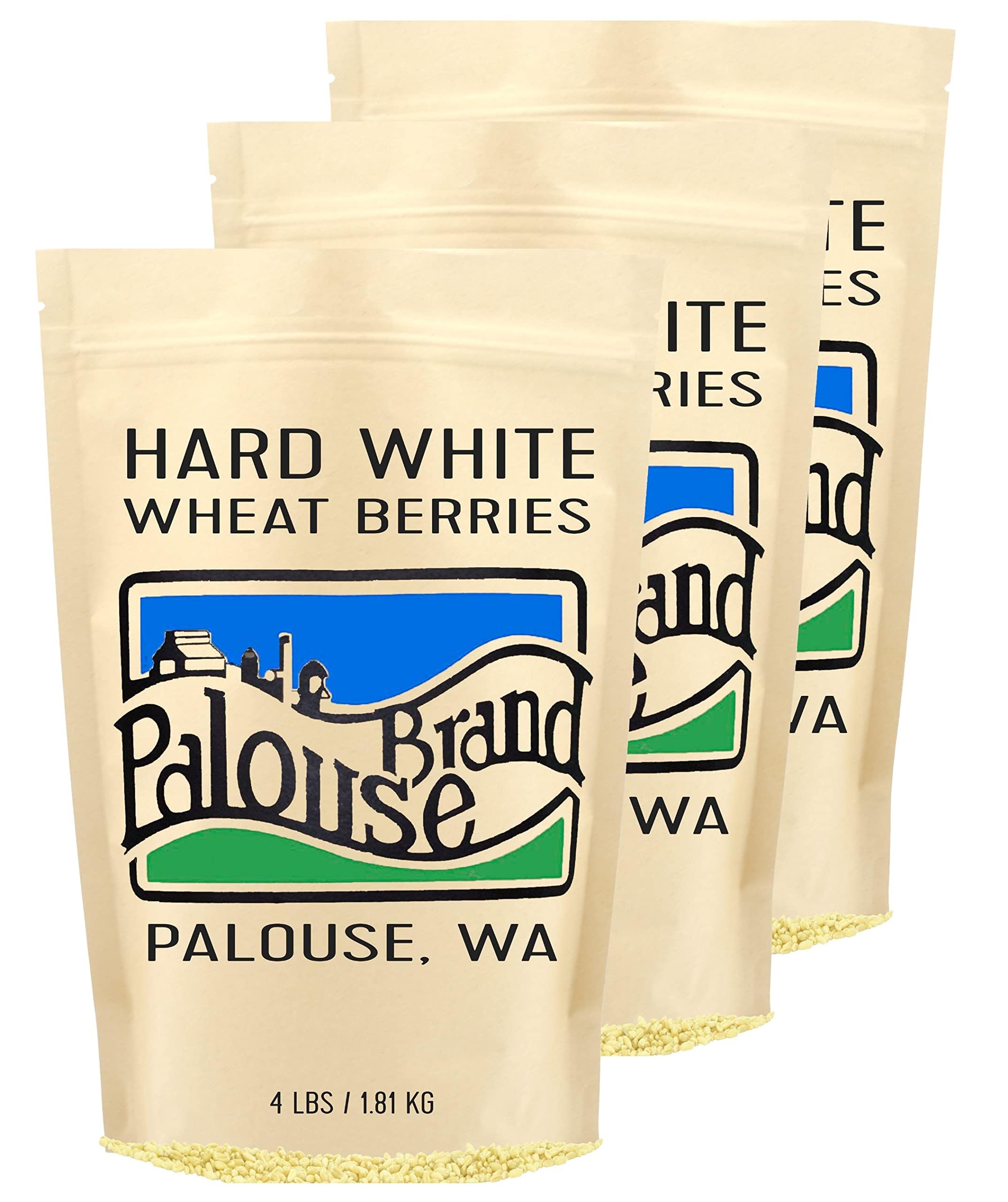 Hard White Wheat Berries | 3-4 LB Kraft Bags (12 LBS total) | Desiccant Free | Sproutable | Non-GMO Project Verified | Kosher