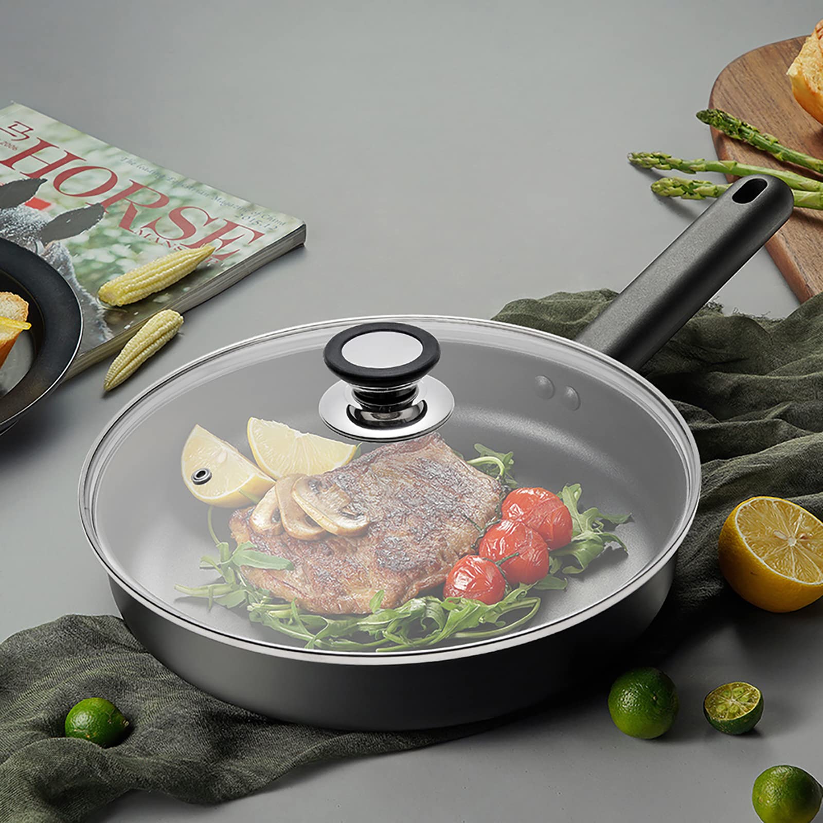 Tempered Glass Lid with Heat Resistant Handle,9.5"/24cm, Clear