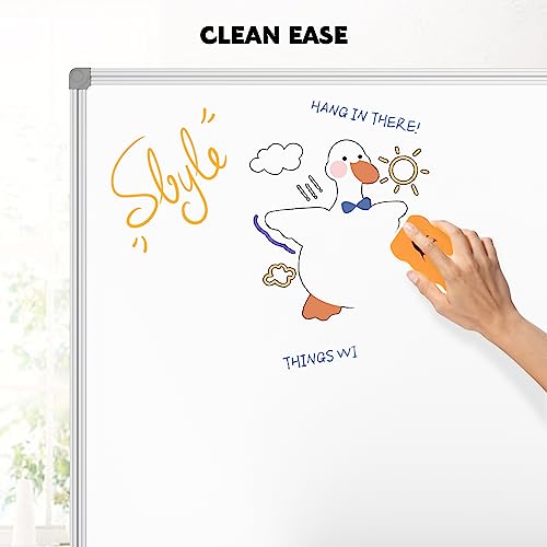 Lockways Large Magnetic 60" x 40" Dry Erase Board, Foldable Wall Mounted Whiteboard| White Board with Pen Tray for Business,Team,Home Office,Home Education