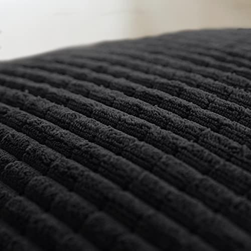 Deconovo Corduroy Throw Pillow Covers, Soft & Decorative Cushion Covers, Machine Washable, Set of 2 for Sofa, Couch, Bedroom & Living Room, Black, 20x20 Inch