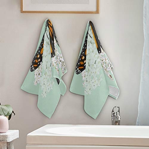 Hand Towels,2 Pack Monarch Butterfly Illustration Drawn in Pen with Digital Color Soft Luxury Towel for Bathroom Kitchen, Beach