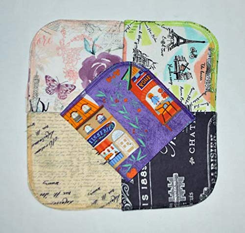 1 Ply Printed Flannel 8x8 Inches Set of 5 A Day In Paris