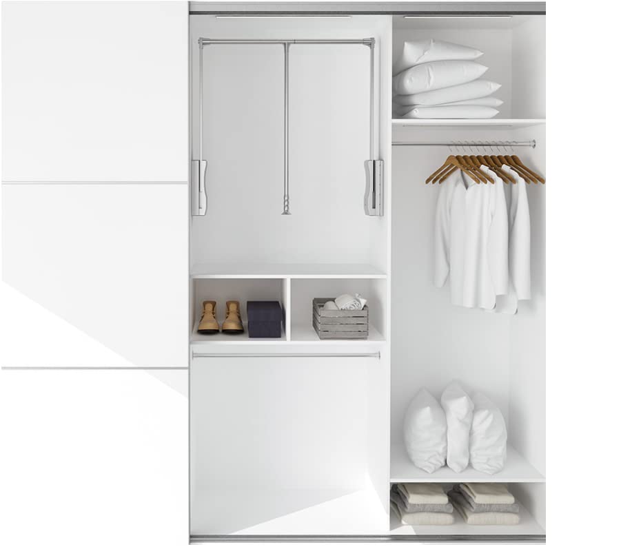 Nisorpa Pull Down Closet Rod Wardrobe Lift Wide Adjustable 35-48inch Aluminium Retractable Cabinet Rail Lifter Hanger Organizer Storage System Buffer Return Space Saving Weight Capacity 23lbs