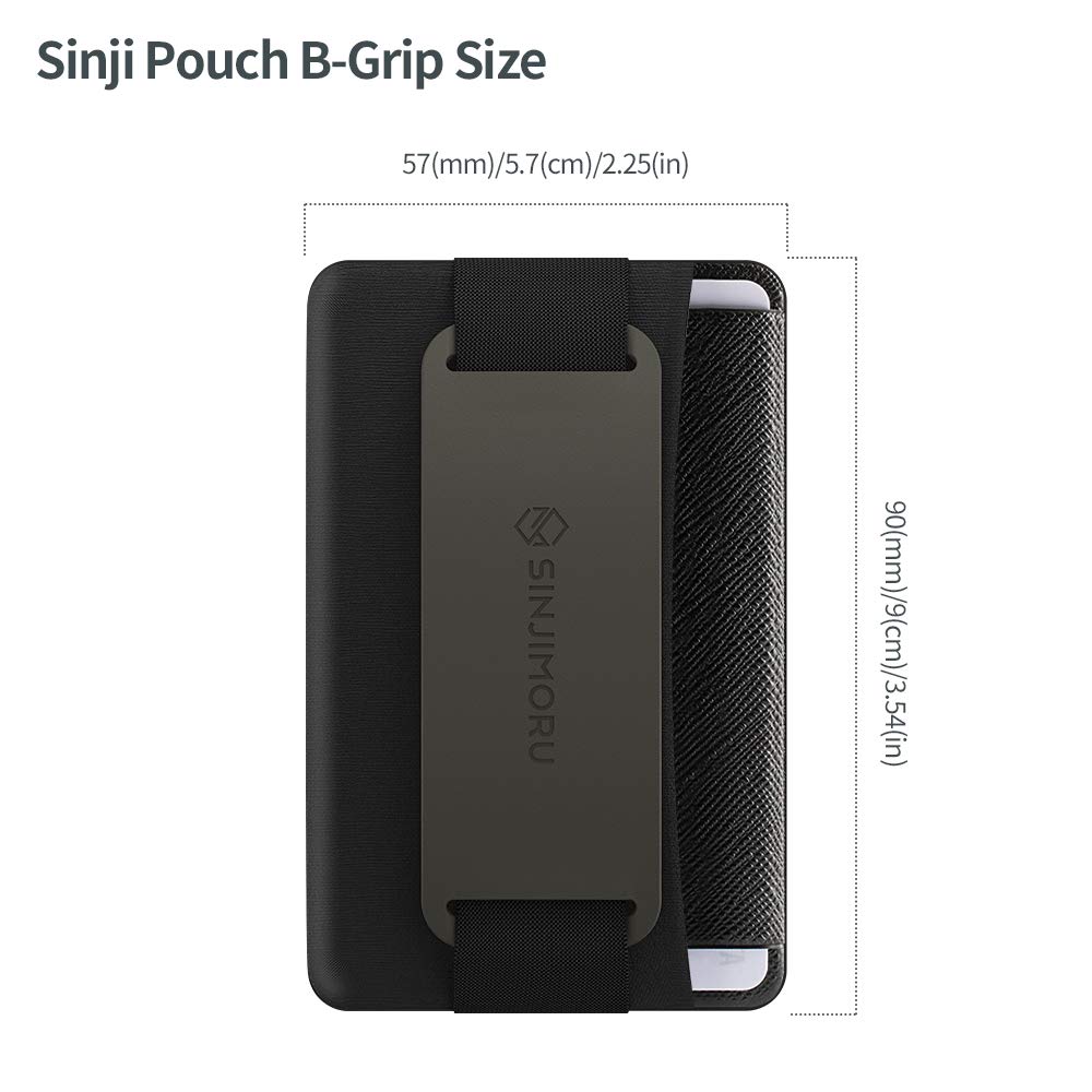 Sinjimoru Phone Grip Card Holder with Phone Stand, Secure Stick on Wallet for iPhone with Kicktand for Table. Sinji Pouch B-Grip Silicone Olive Grey