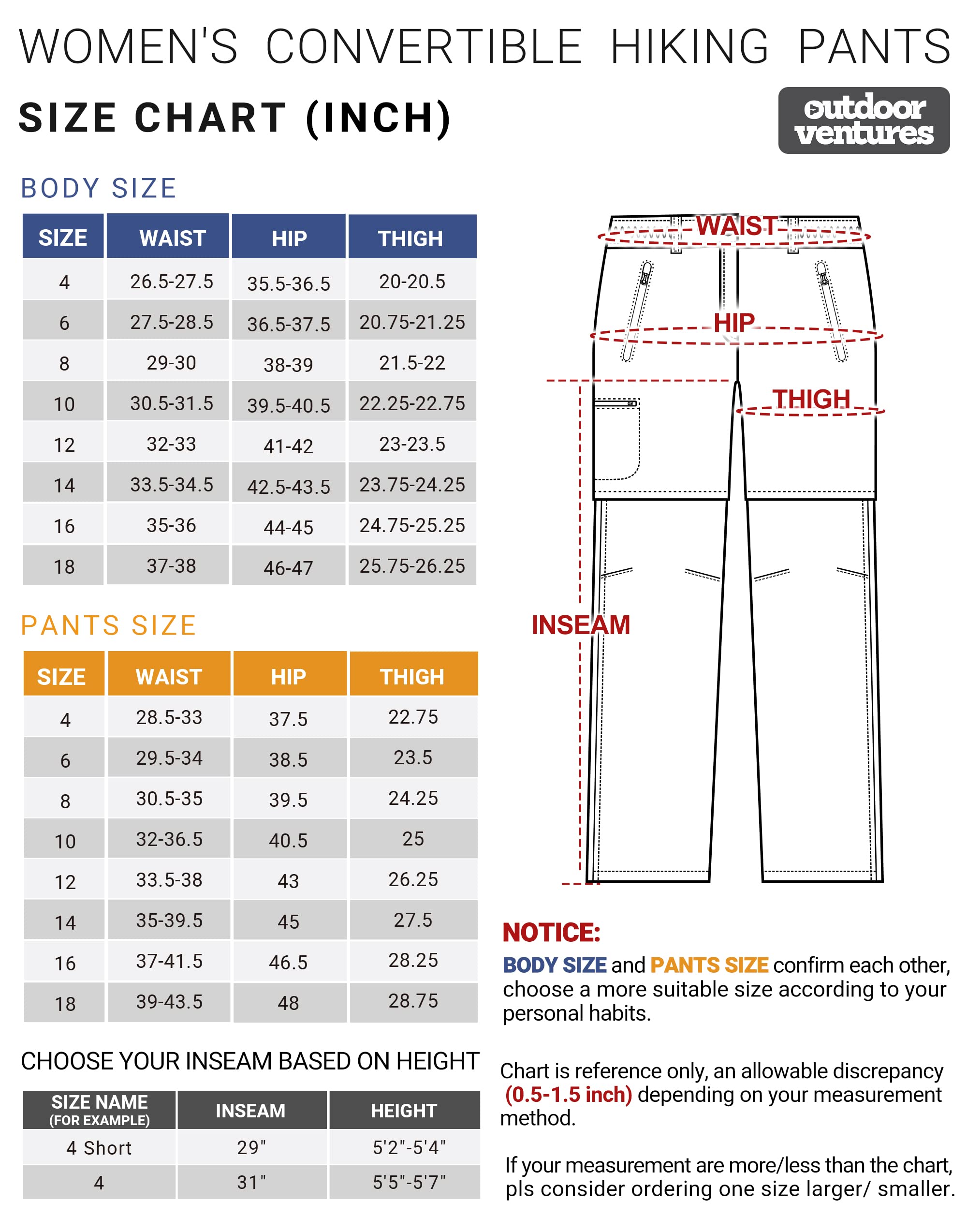 Outdoor Ventures Women's Convertible Pants, Quick Dry Hiking Zip-Off Pants, Stretch Lightweight Cargo Pants Beige