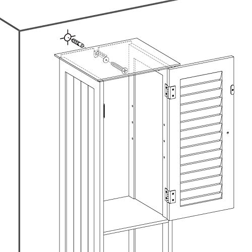 VASAGLE Bathroom Tall Cabinet, Freestanding Storage Cabinet with Shutter Doors, Drawer, and Removable X-Shaped Stand, 11.8 x 12.6 x 66.9 Inches, Scandinavian Style, White UBBC69WT
