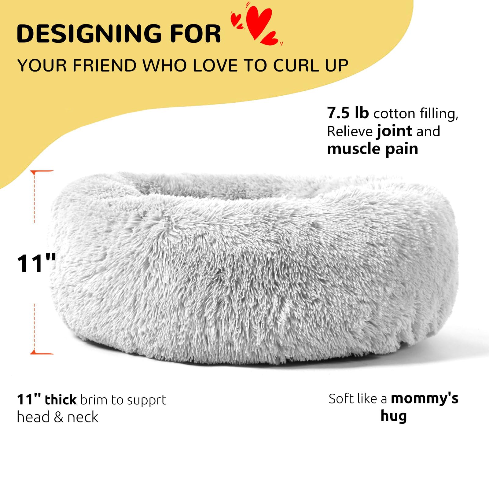HACHIKITTY Dog Beds Calming Donut Cuddler, Puppy Dog Beds Large Dogs, Indoor Dog Calming Beds XLarge,36''