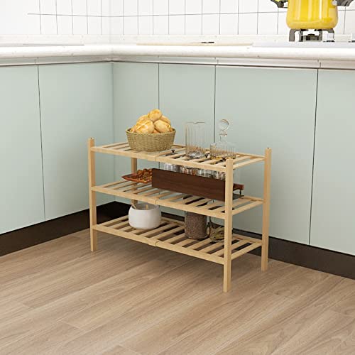 OLGEMO (2-Tier Stackable Shoe Rack Freestanding Shoe Rack Multi-Purpose Storage Rack Bamboo Shoe Rack Shoe Organizer Small Shoe Rack Entrance Shoe Rack Closet Shoe Rack