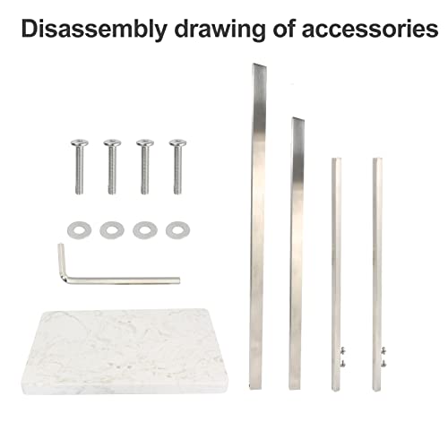 Winmien Freestanding Towel Rack for Bathroom, SUS 304 Stainless Steel Towel Holder with Marble Base for Bathroom Floor, Pool, 2-Tier (Brushed Nickel)