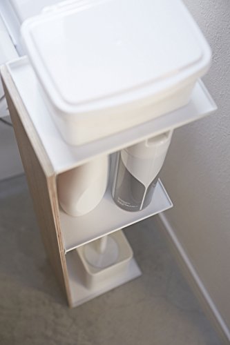 Yamazaki Supplies Home Organizer-Slim Bathroom Storage Shelves | Steel + Wood | Toilet Paper Stocker, One Size, Ash