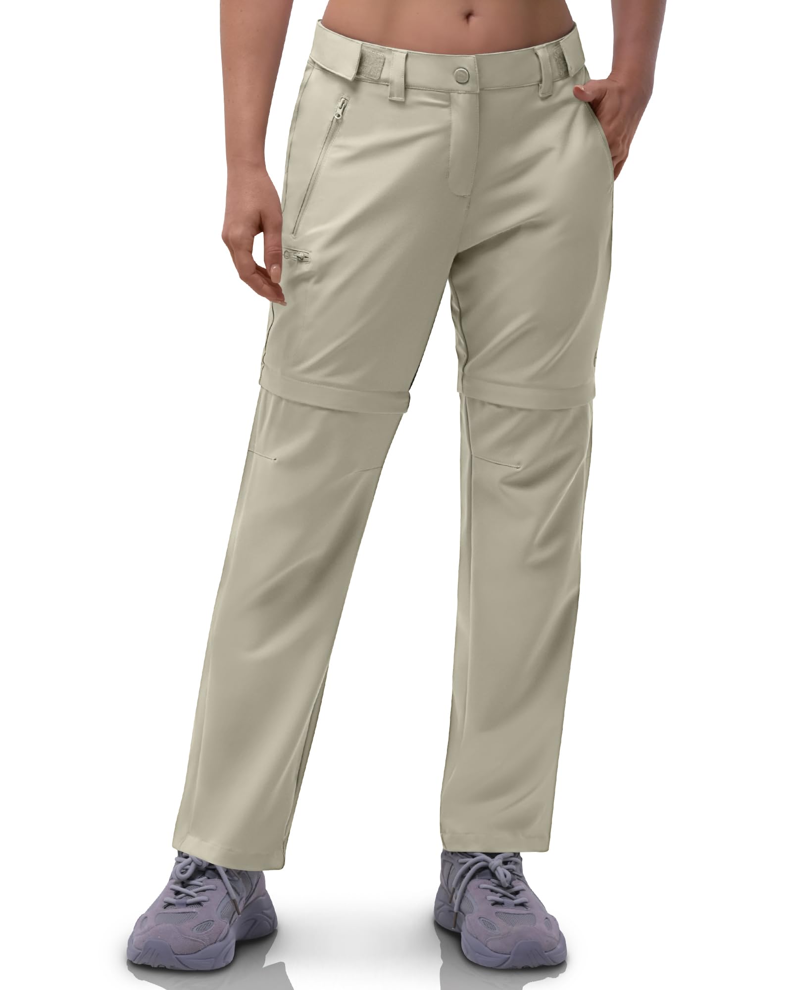 Outdoor Ventures Women's Convertible Pants, Quick Dry Hiking Zip-Off Pants, Stretch Lightweight Cargo Pants Beige