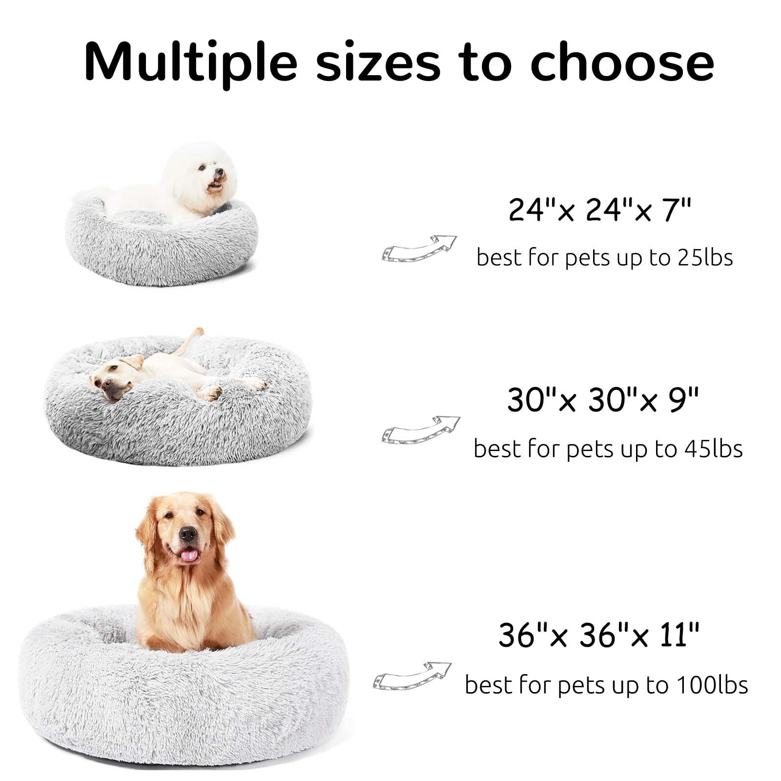 HACHIKITTY Dog Beds Calming Donut Cuddler, Puppy Dog Beds Large Dogs, Indoor Dog Calming Beds XLarge,36''