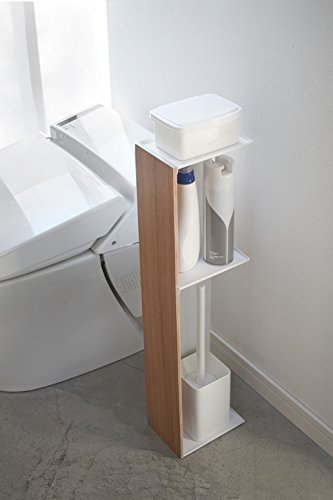 Yamazaki Supplies Home Organizer-Slim Bathroom Storage Shelves | Steel + Wood | Toilet Paper Stocker, One Size, Ash