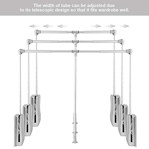 Nisorpa Pull Down Closet Rod Wardrobe Lift Wide Adjustable 35-48inch Aluminium Retractable Cabinet Rail Lifter Hanger Organizer Storage System Buffer Return Space Saving Weight Capacity 23lbs