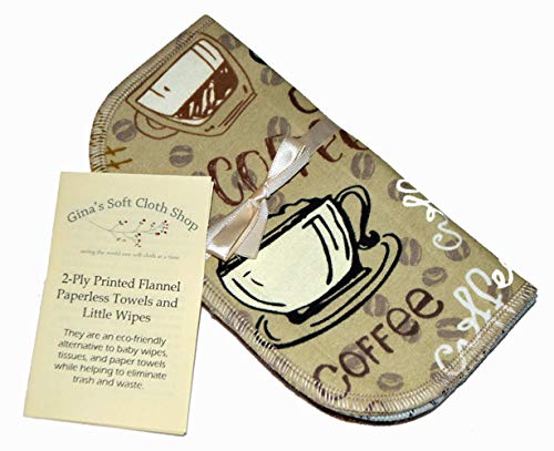 2 Ply 8x8 5 Pack Printed Flannel Washable- Coffee Break