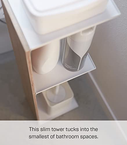 Yamazaki Supplies Home Organizer-Slim Bathroom Storage Shelves | Steel + Wood | Toilet Paper Stocker, One Size, Ash