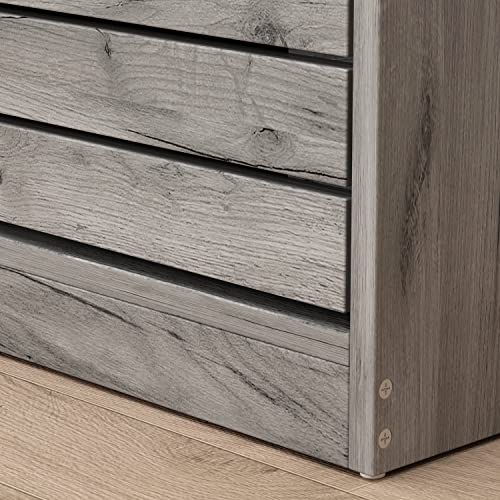 Homsee Modern Shoe Storage Cabinet with 2 Flip Drawers & Louver Doors, Wood 2-Tier Shoe Rack Storage Organizer for Entryway, Hallway & Bedroom, Grey (22.4”L x 9.4”W x 29.5”H)