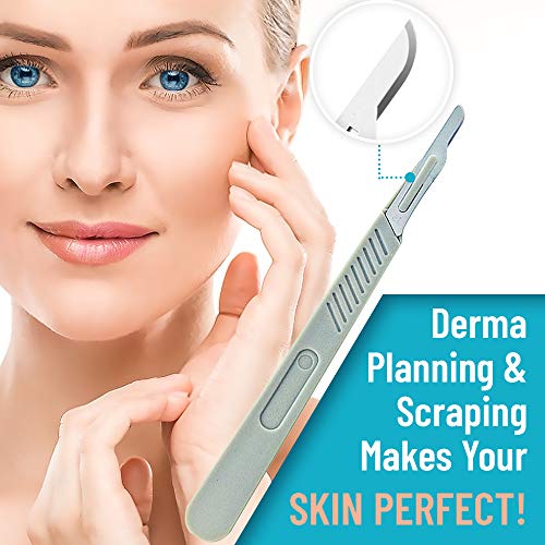 MyMed #15 Disposable Scalpel, Pack of 10 Dermaplaning Blades with Plastic Handle, Scalpel for School Science, High Carbon Steel Dermablade Blades. Individually Wrapped, Sterile