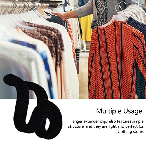 Mengyuan 10/20/60pcs Clothes Hanger Connector Hooks,Closet Extender Closet Hanger Velvet Extender Clips, Space Saving Cascading Connection Hooks for Clothes Closet,Black,20PCS