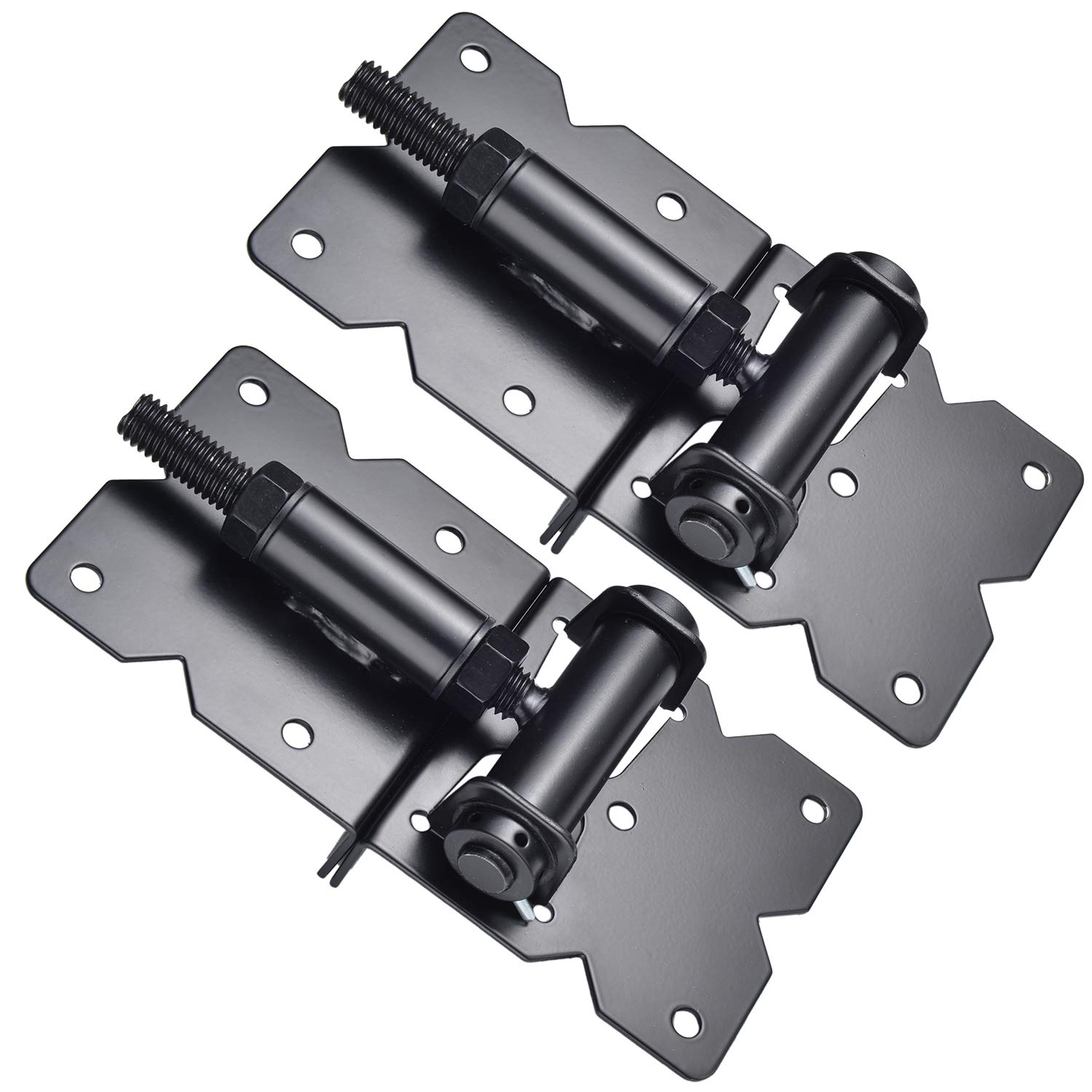 Self Closing Gate Hardware Hinges Heavy Duty for Wooden/Vinyl/PVC Fences,90 Degree Adjustable, with Installation Screws and Swing Adjuster Tool,2 Pack/Set,Black