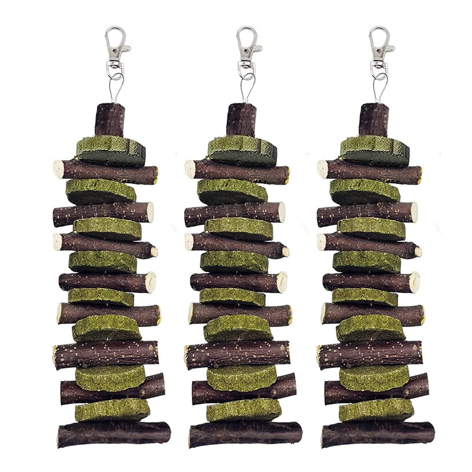 Bunny Chew Toys for Teeth,3Pieces Natural Fruit Twigs Handmade Timothy Hay Grass Cakes for Guinea Pigs Hamsters Dwarf Rabbits Chinchillas Gerbils Improves Dental Health