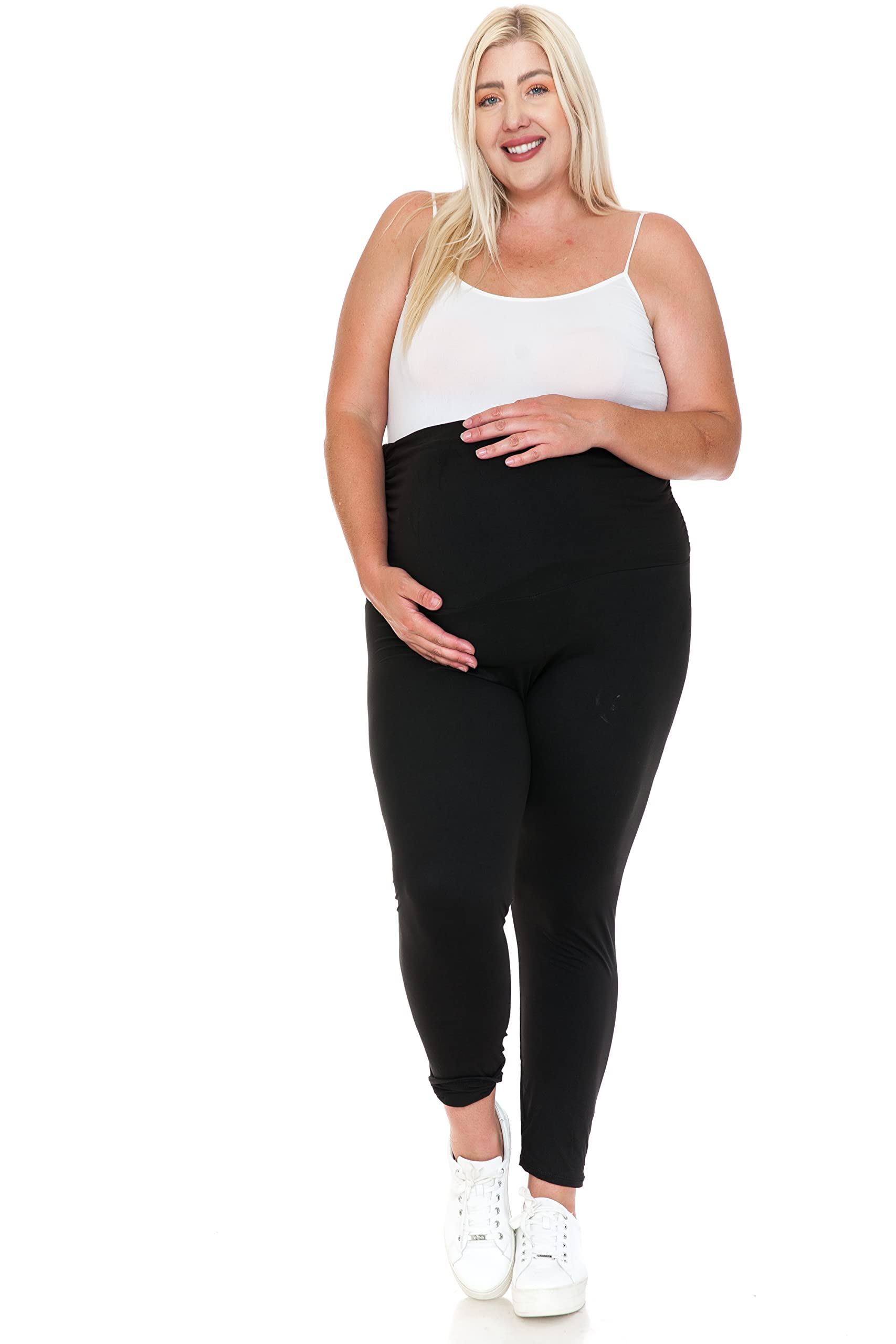 Leggings Depot Women's Maternity Leggings Over The Belly Pregnancy Casual Yoga Tights (Black, X-Large)